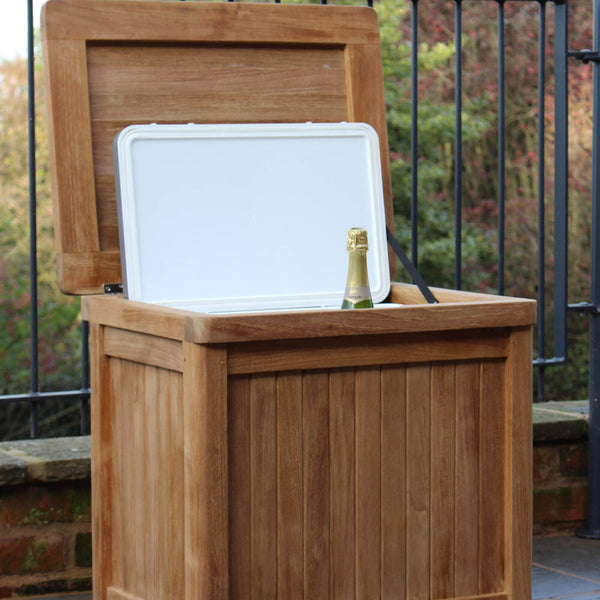 Carmel Wooden Ice Chest Table | Plantation Teak Outdoor Furniture - IRO ...